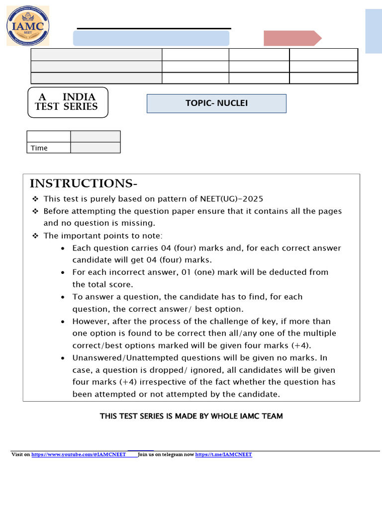 Nuclei Test | PDF | Atomic Nucleus | Neutron
