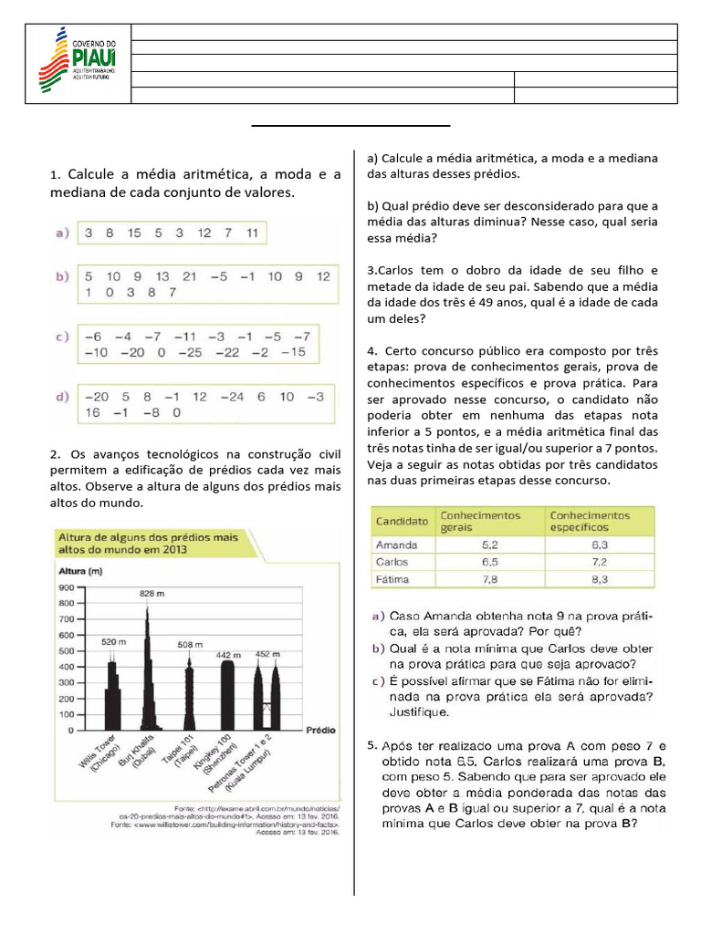 3ºano- CEEP -ATIVIDADE media | PDF