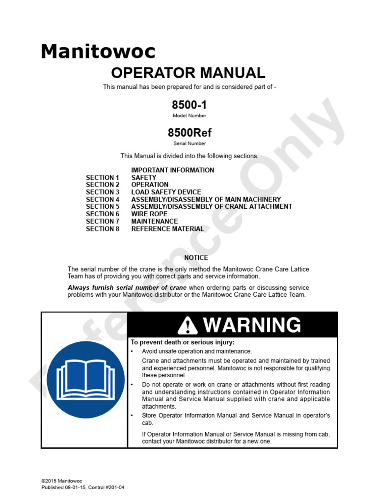 8500 1 - Com - CTR201 04 - 08 01 15 | PDF | Crane (Machine) | Manufactured Goods