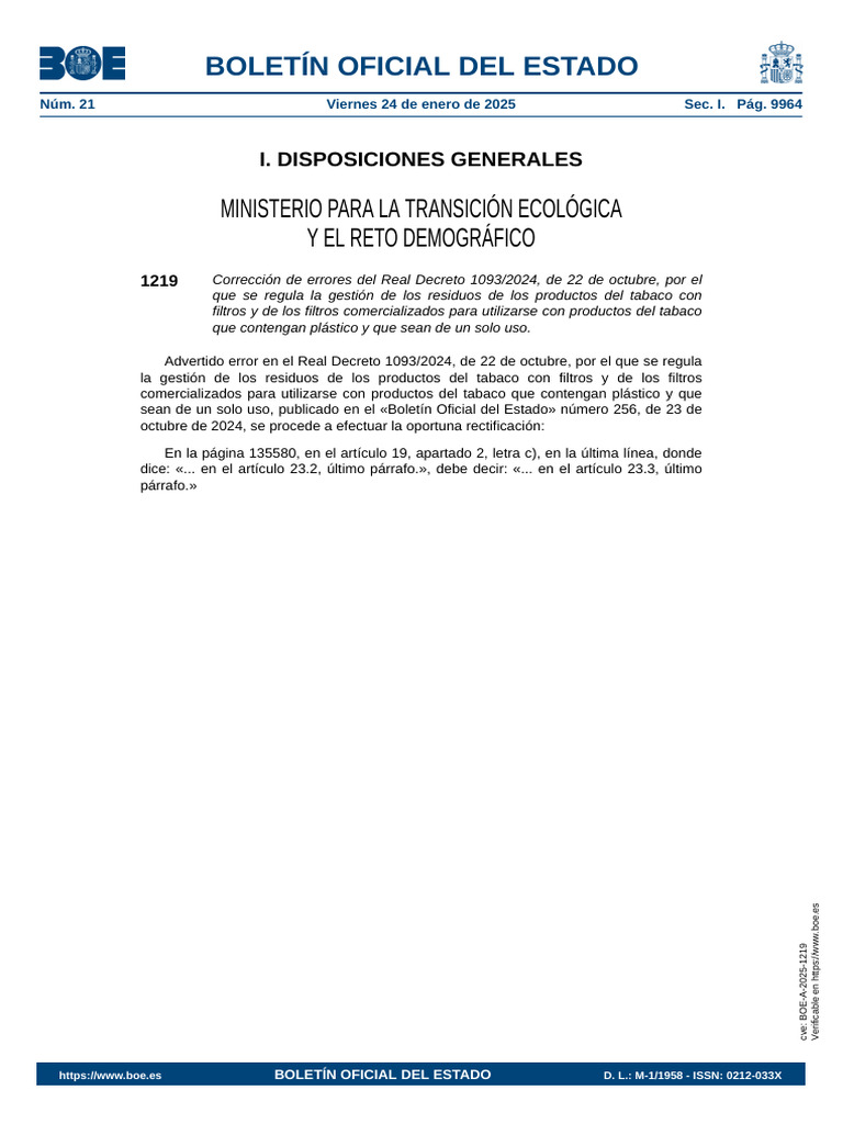 Disposición 1219 del BOE núm. 21 de 2025 | PDF Disposición 1219 del BOE núm. 21 de 2025 | PDF
