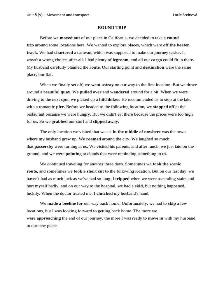 Unit 8 (v) - Movement and Transport | PDF