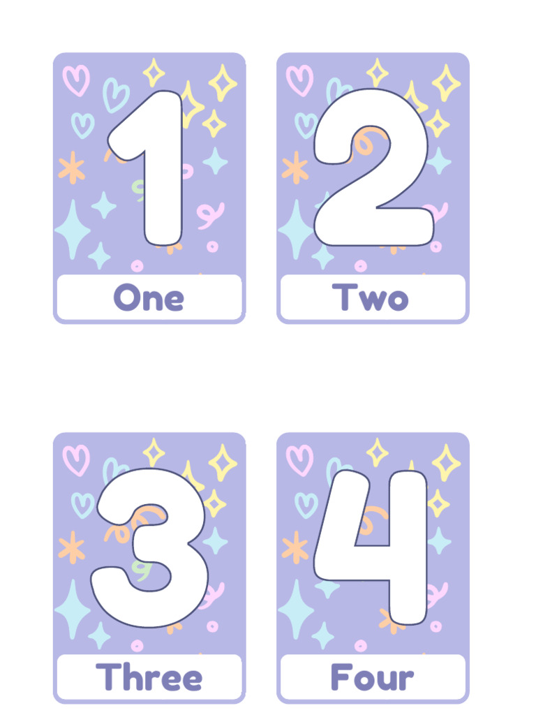 Colorful Illustrative Pastel Colors Numbers Tarjetas Educativas Recurso ...