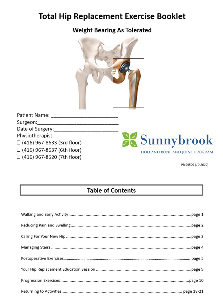 Total Hip Replacement Exercise Guide | PDF | Foot | Anatomical Terms Of ...