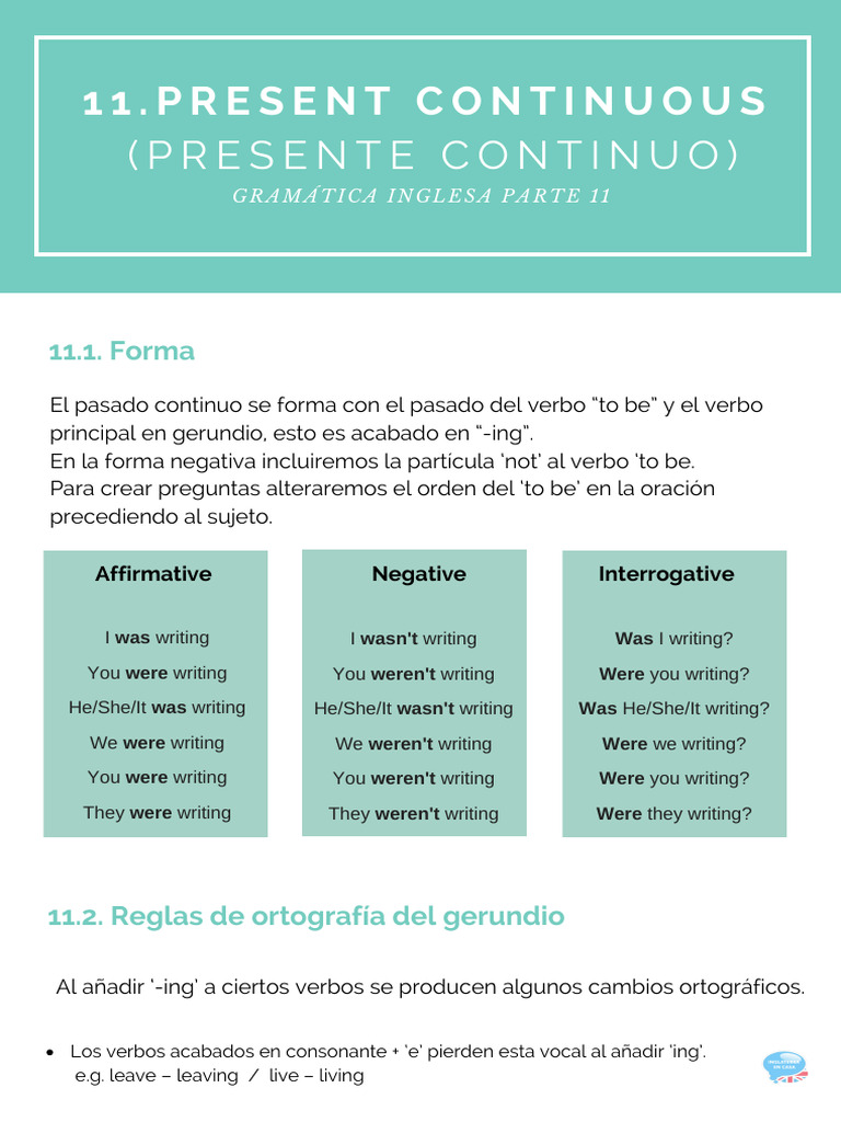 Pasado Continuo en Inglés: Guía y Ejemplos | PDF