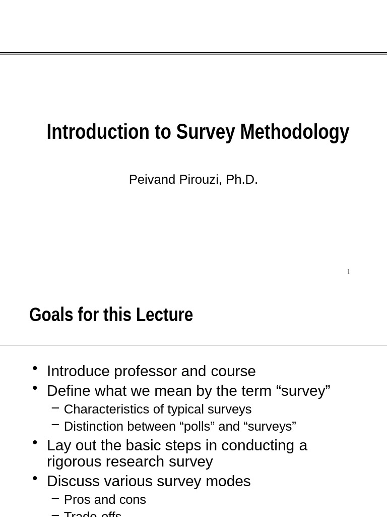 Lecture 1 - Introduction to Survey Methodology | PDF | Survey ...