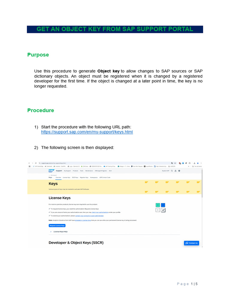 Get An Object Key From SAP Support Portal | PDF