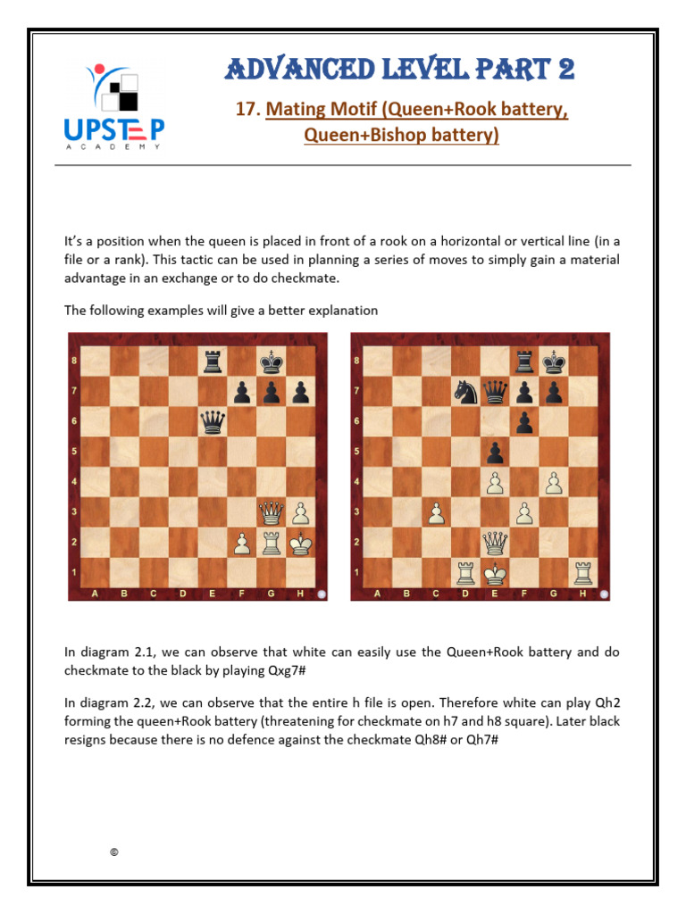 Topic 17 - A4 - (Mating Motif 1 (Queen+Rook Battery, Queen+Bishop ...