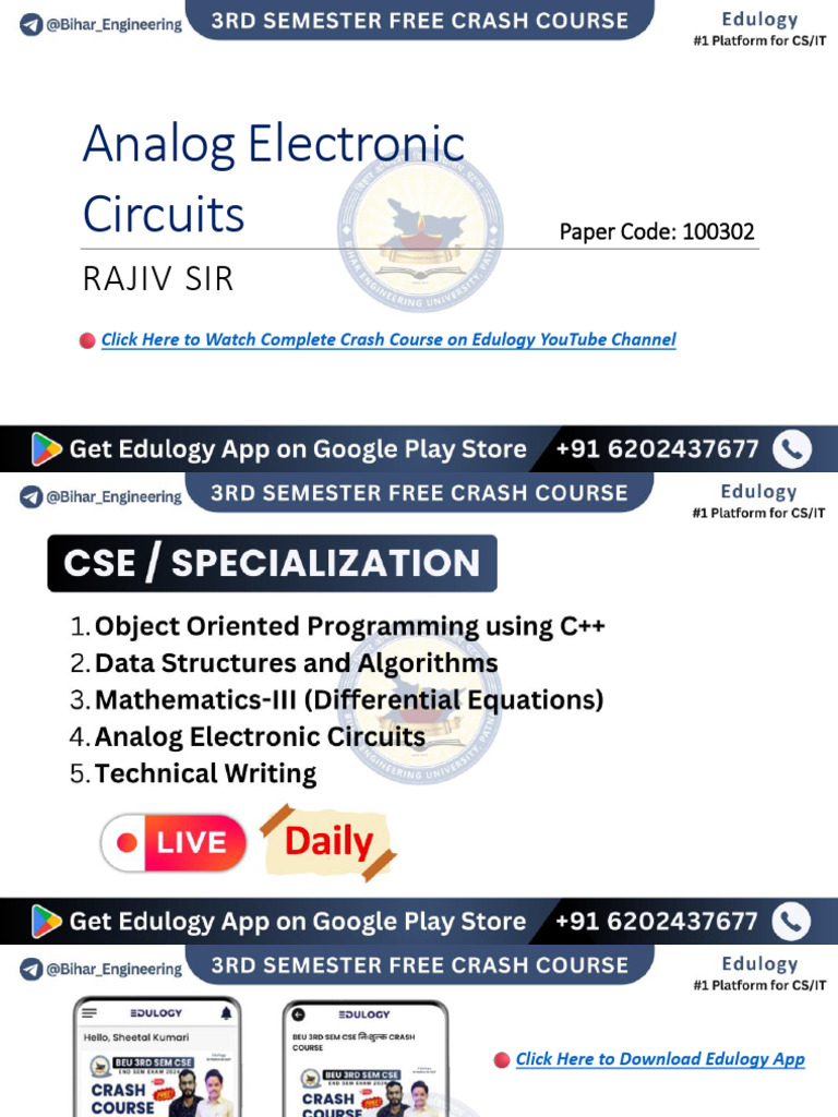 Analog Electronic Circuits Crash Course | PDF | Rectifier | Diode