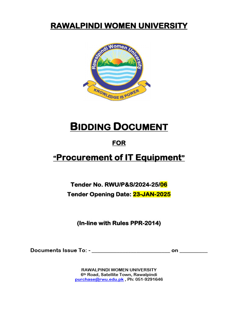 Women Uni RWP | PDF | Specification (Technical Standard) | Procurement