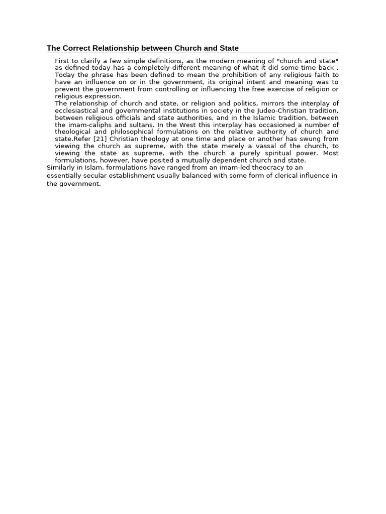 Family and Religious Studies-Relationship Between Church and State | PDF