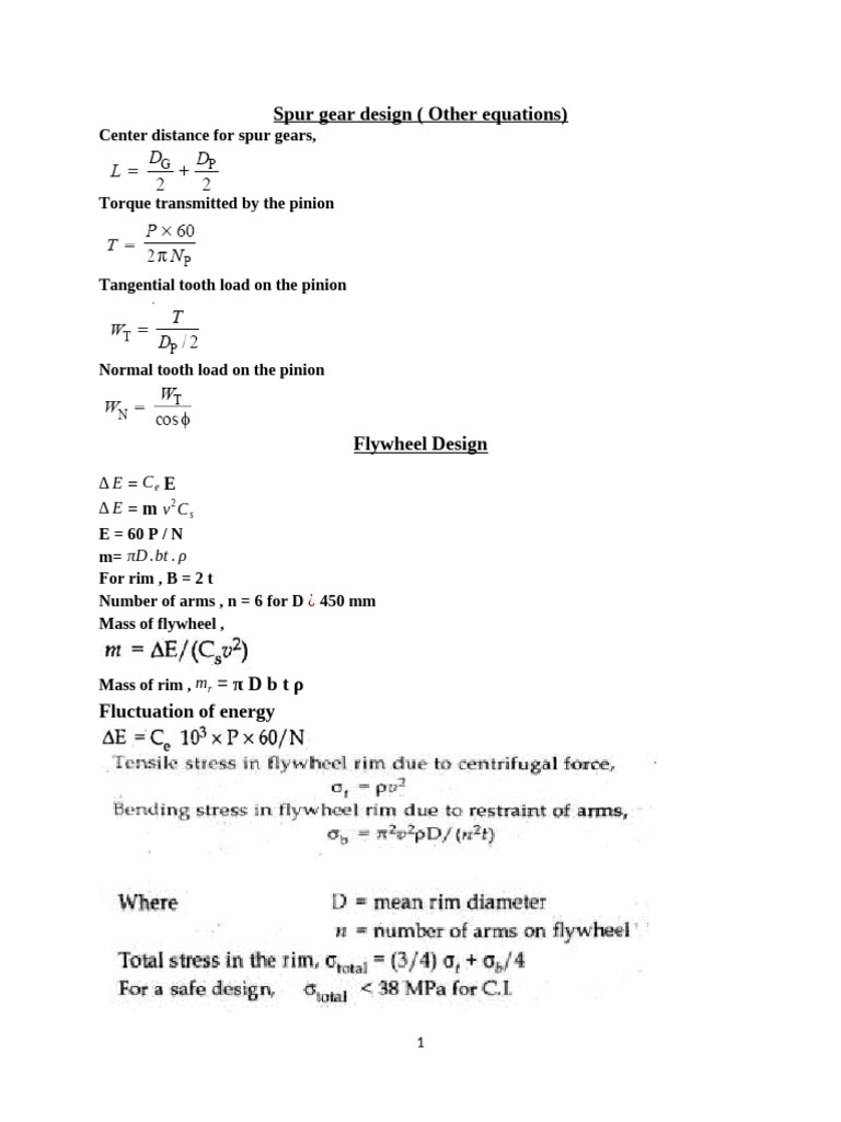 Machine Design Equations (New For Final Examinations) | PDF