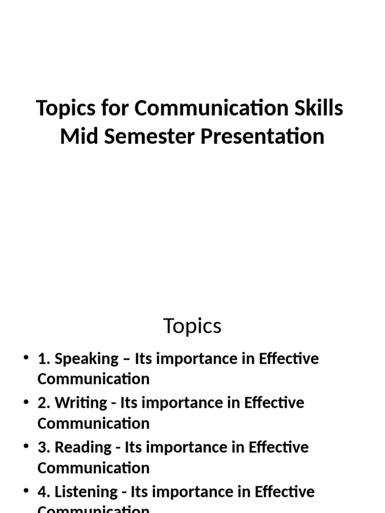 Topics For Communication Skills | PDF