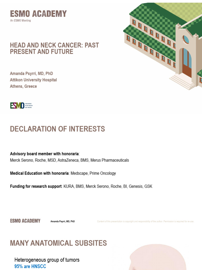 Esmo Academy Meeting 2024 | PDF | Head And Neck Cancer | Epidemiology