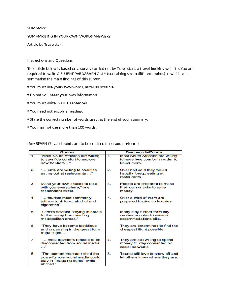 Summarising in Your Own Words | PDF