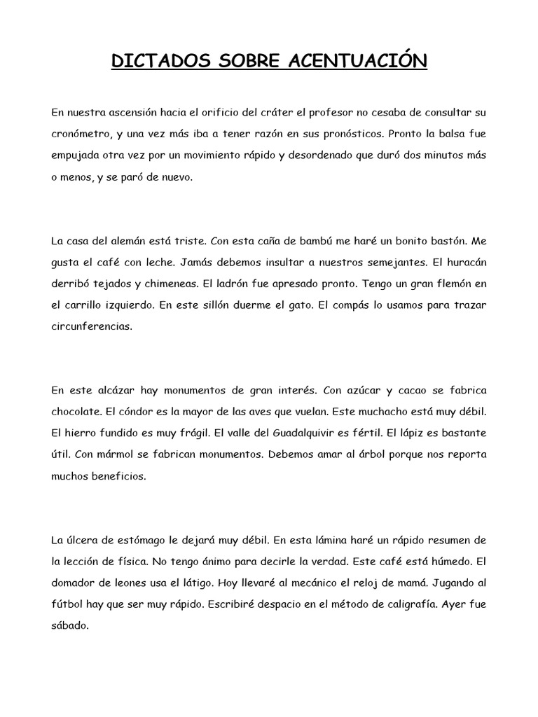 Dictados-Acentuación Tercer Ciclo | PDF