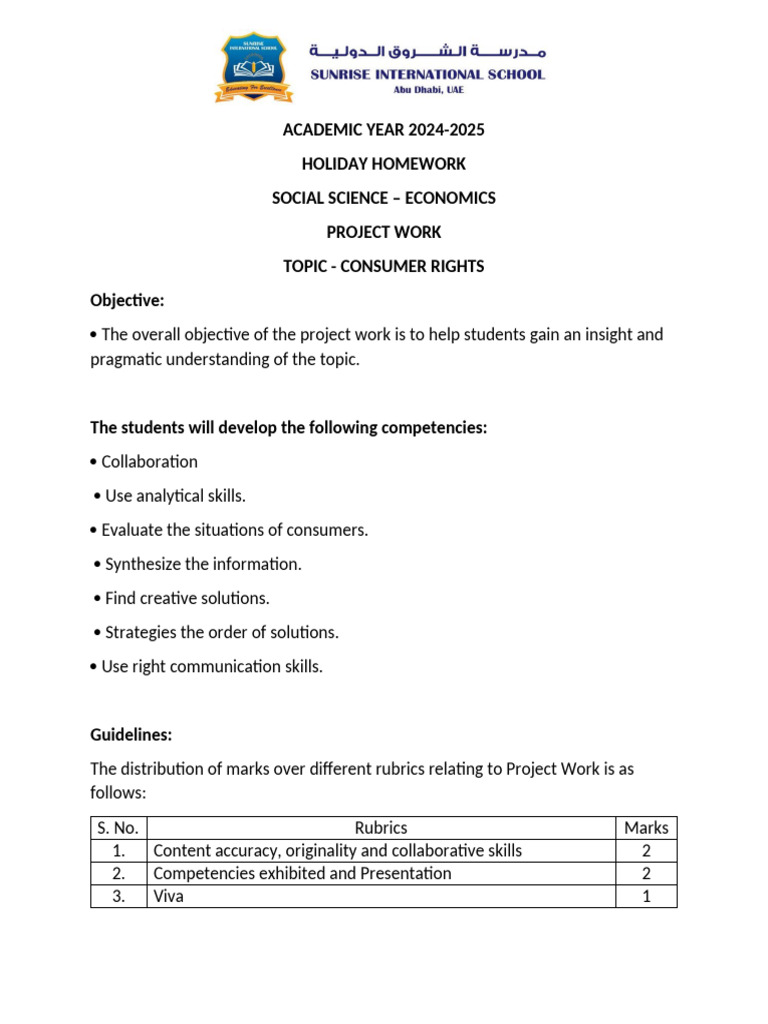 Holiday Homework - Economics Project Work | PDF | Human Communication