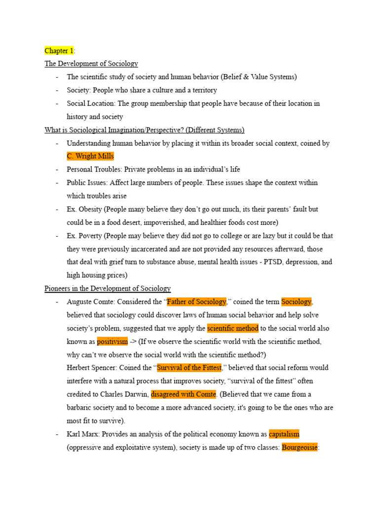 Introduction to Sociology: Chapter 1 Overview | PDF | Sociology ...