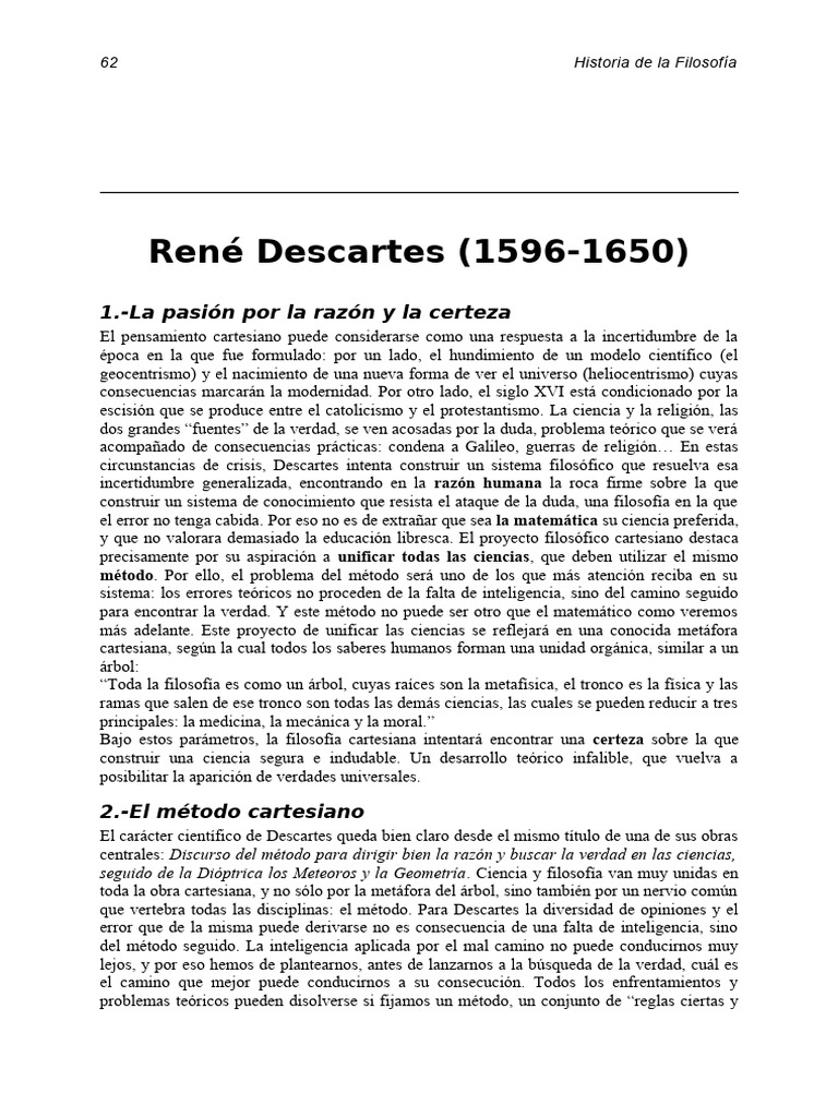Método y Filosofía de Descartes | PDF | René Descartes | Verdad