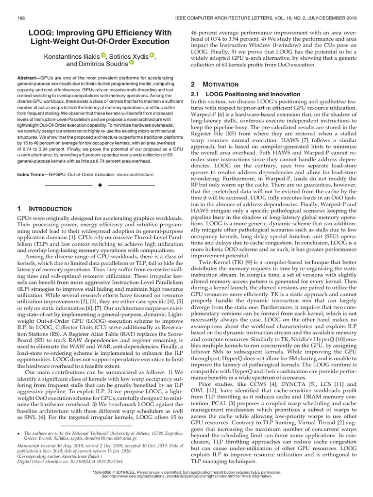 LOOG Improving GPU Efficiency With Light-Weight Out-Of-Order Execution | PDF | Graphics ...