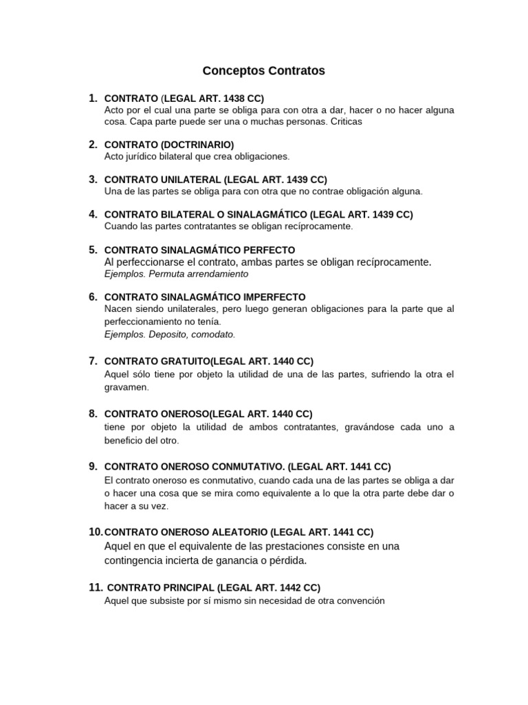 Tipos de Contratos y sus Definiciones | PDF | Pagos | Ley de obligaciones