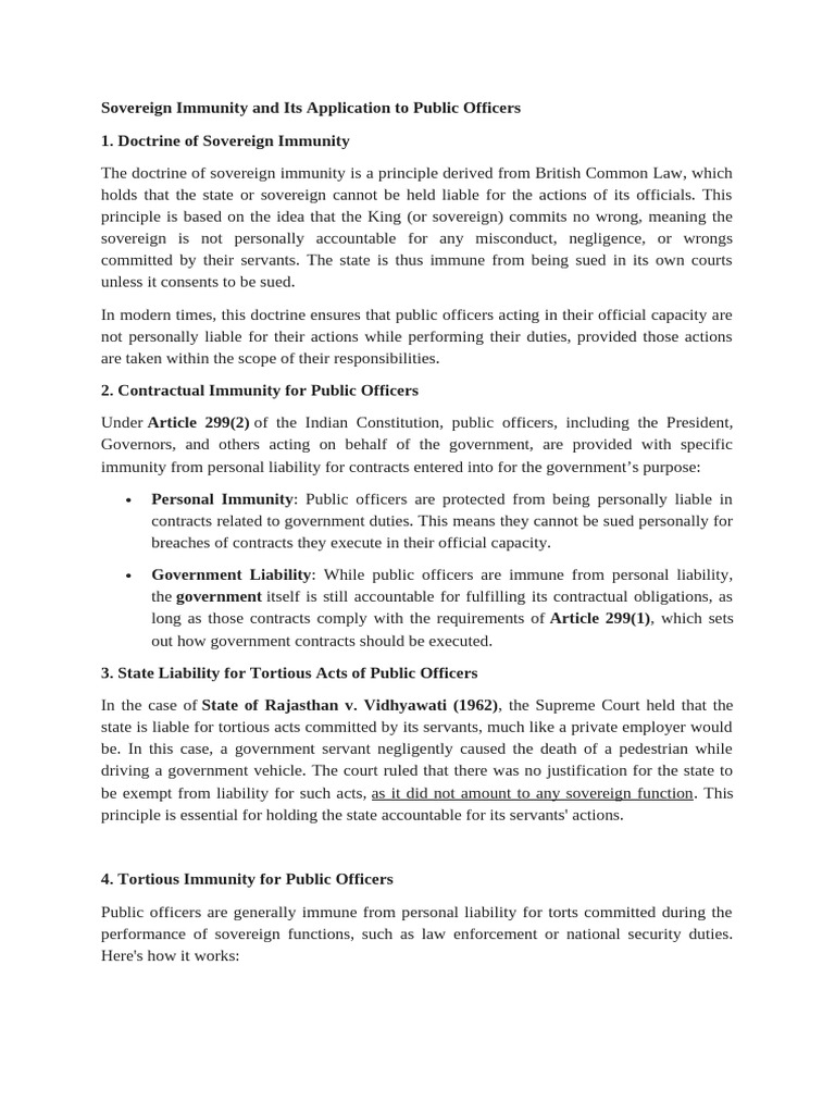 Sovereign Immunity and Its Application To Public Officers | PDF | Legal ...