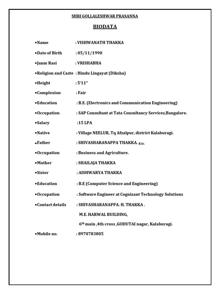Vishwa Deepak Tiwari Biodata Summary | PDF