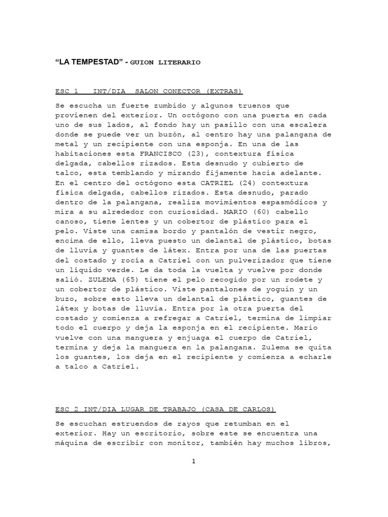 LA TEMPESTAD-guion Literario | PDF | Relámpago