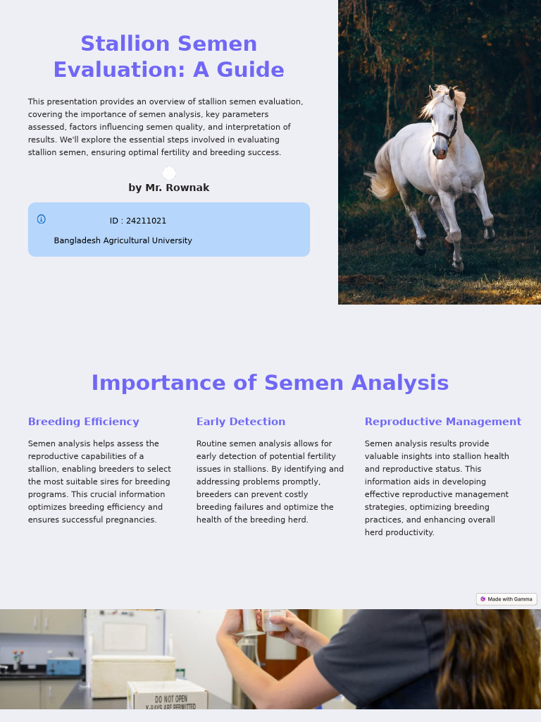 Stallion Semen Evaluation A Guide | PDF | Sperm | Sexual Health