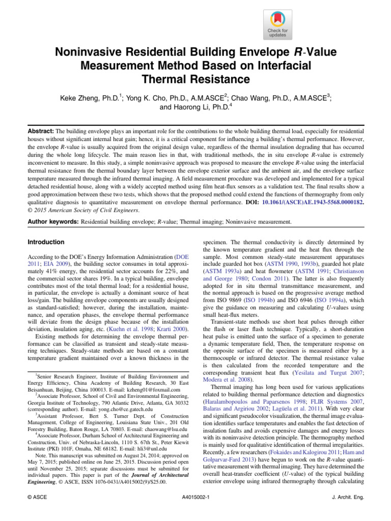 Zheng Et Al 2015 Noninvasive Residential Building Envelope R Value ...