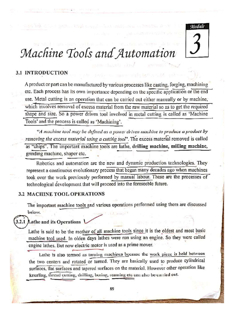 Mod2 - Machine Tool Operations | PDF