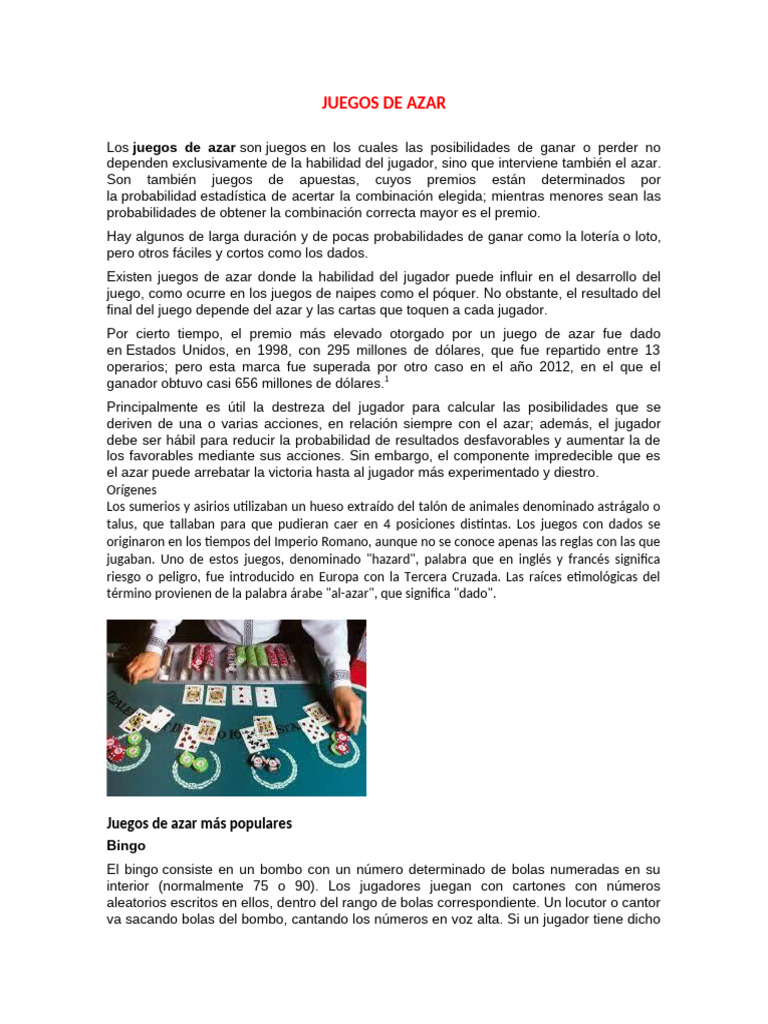 JUEGOS DE AZAR | PDF