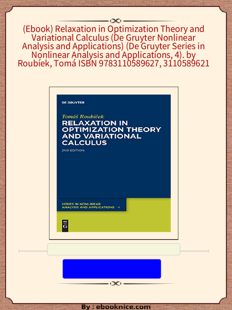 Download Full Ebook Relaxation In Optimization Theory And Variational Calculus De Gruyter 