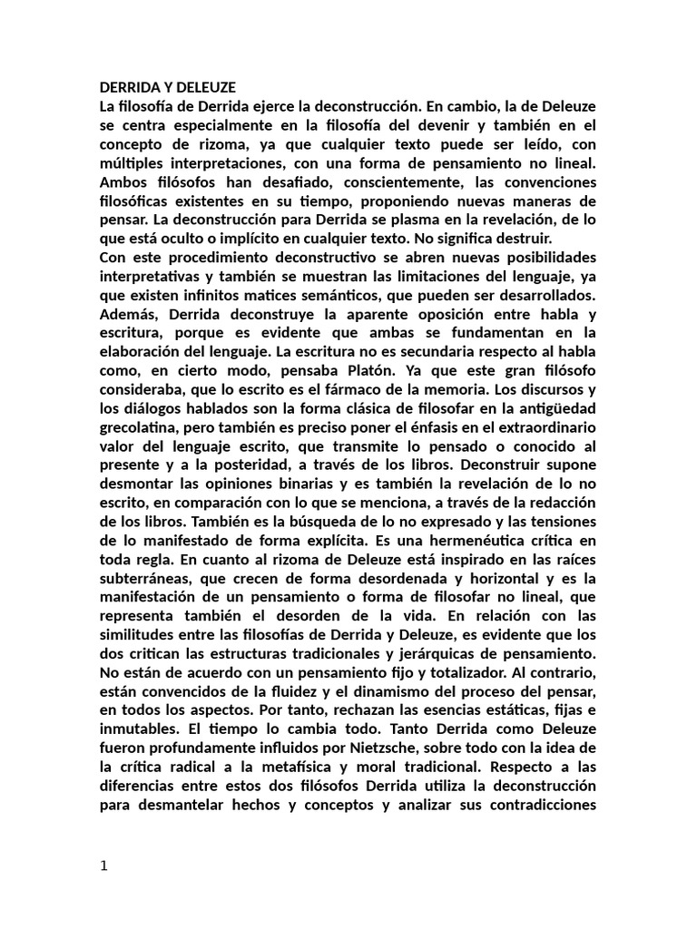 Derrida y Deleuze | PDF | Deconstruccion | Realismo filosófico