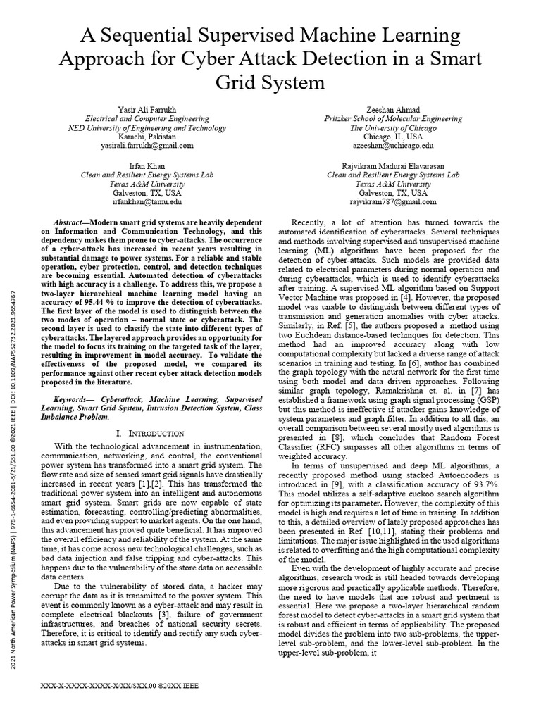 A Sequential Supervised Machine Learning Approach For Cyber Attack Detection in | PDF | Applied ...