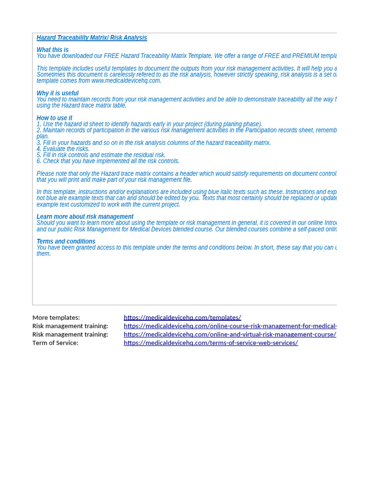 Free TEMP 003 Hazard Traceability Matrix APPROVED 210122 Tr3tyw | PDF ...