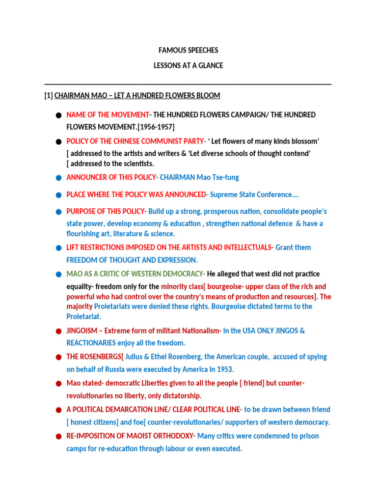 Famous Speeches - (1) Mao | PDF