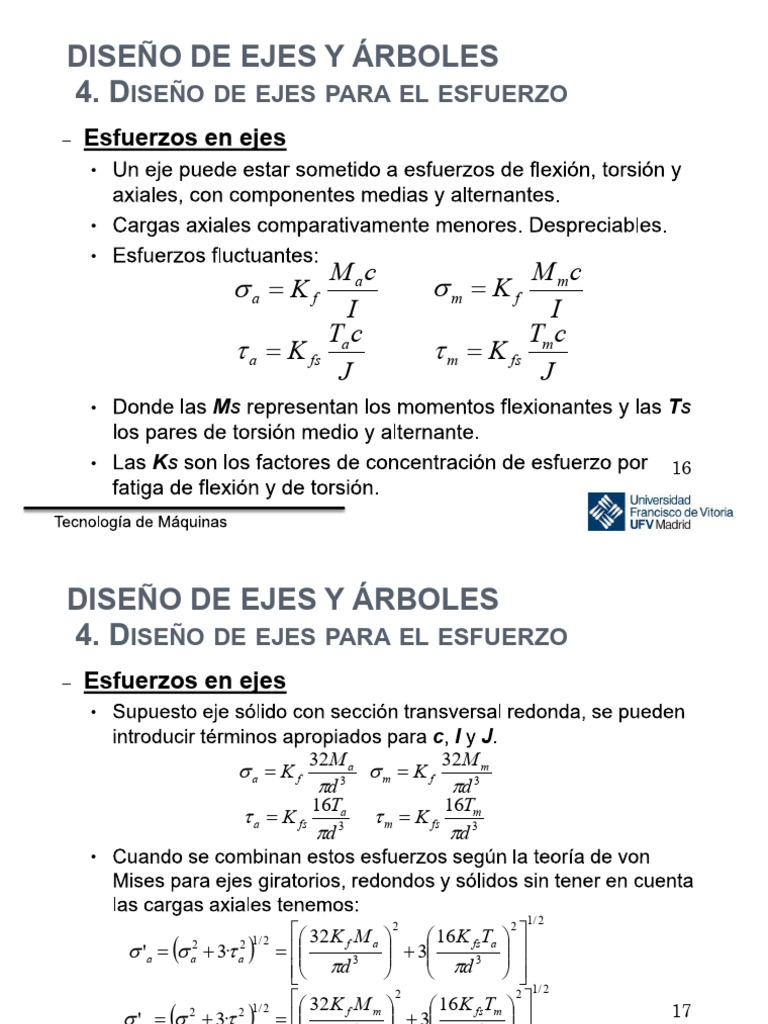 Diseño de Ejes y Esfuerzos Mecánicos | PDF