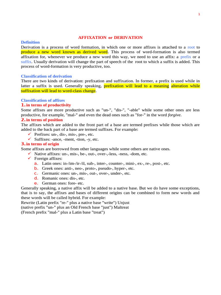 Affixation OK | PDF | Word | Adjective