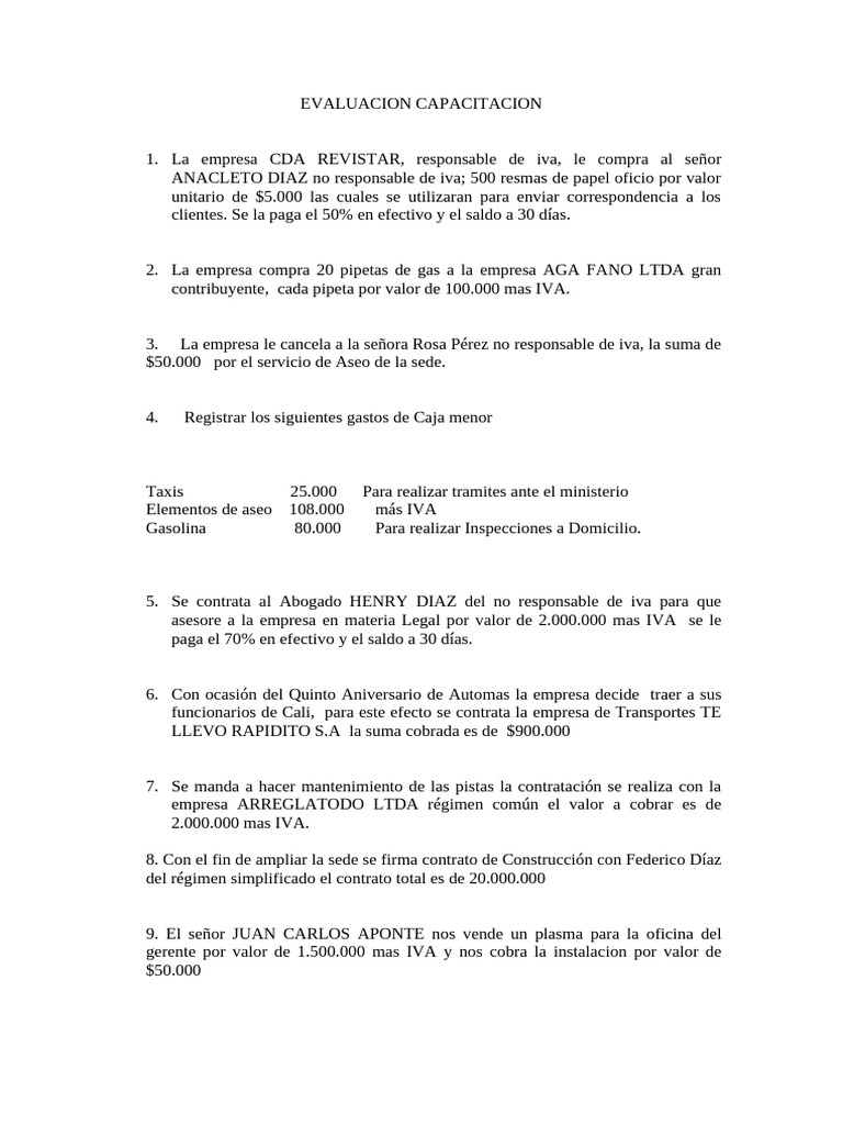 Prueba Contable 2020 | PDF | Impuesto al valor agregado | Economias