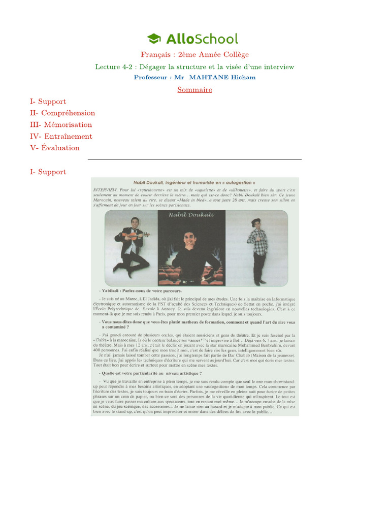 Lecture 4 2 Degager La Structure Et La Visee D Une Interview 2 | PDF