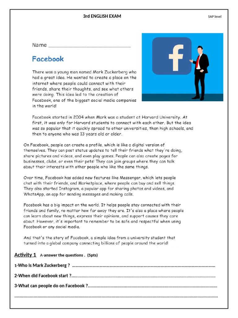 5AP 3 rd Exam | PDF | Facebook | Linguistics
