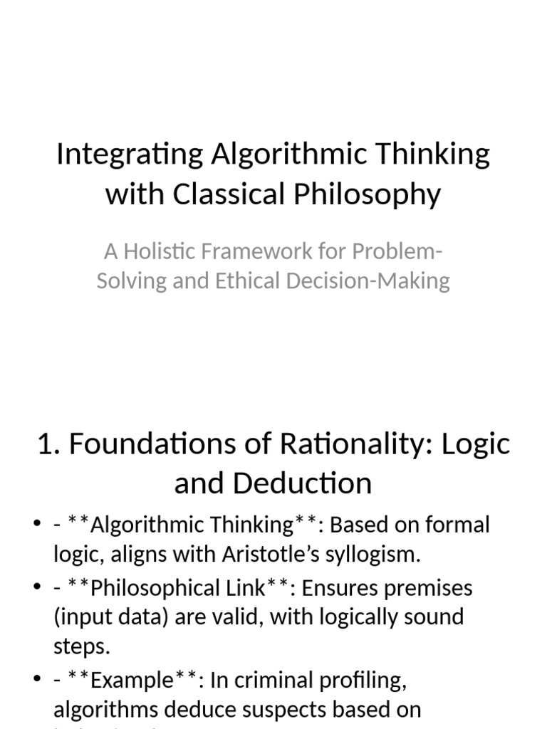 Algorithmic Thinking and Philosophy Framework | PDF | Logic | Cognition