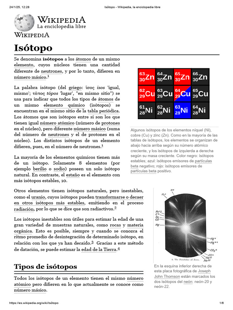 Isótopos: Tipos y Características Clave | PDF | Isótopo | Neutrón