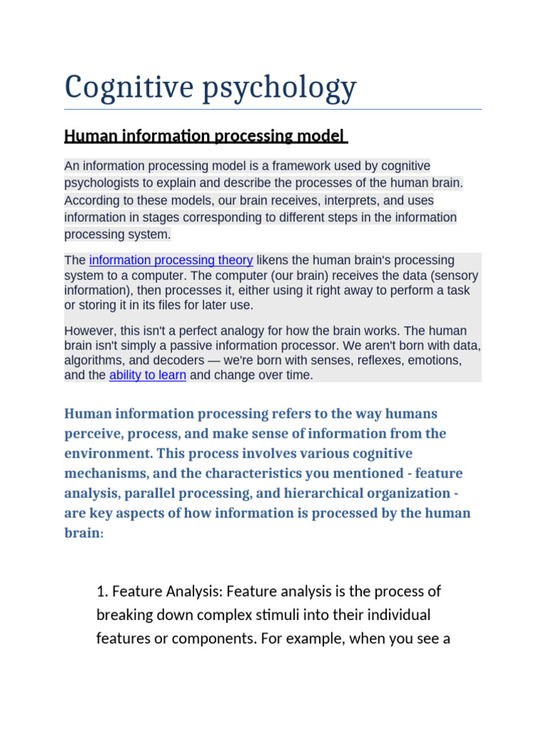 Cognitive psychology | PDF | Perception | Information