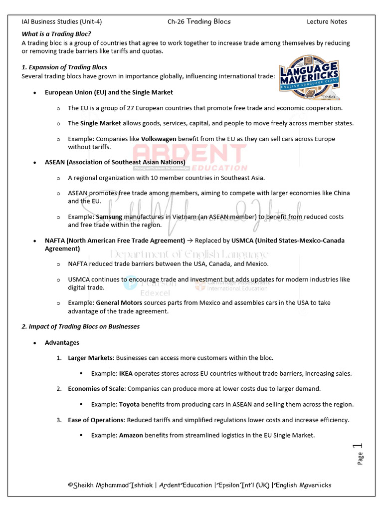 Trading Blocs: Impact & Examples | PDF | Trade | Free Trade
