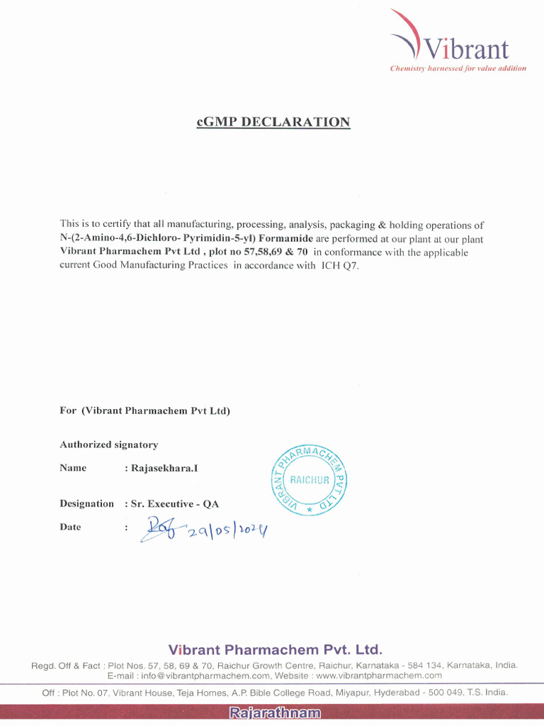 CGMP Declaration | PDF