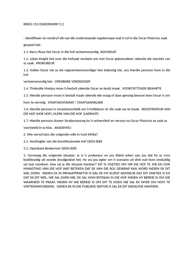 Rireg 152 Onderwerp 5 | PDF