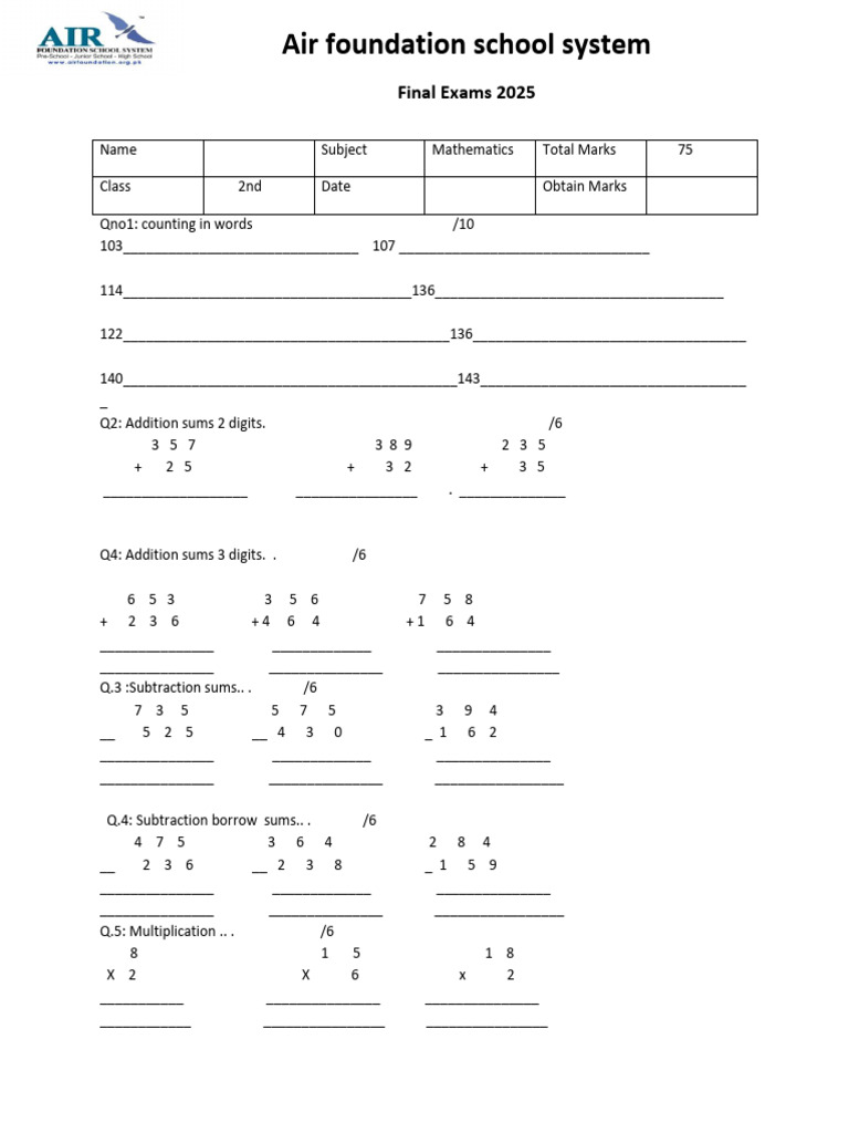Class 2 Maths Pdf Mathematics Elementary Mathematics