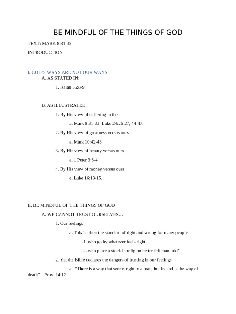 Be Mindful of God's Ways and Wisdom | PDF | God | Conscience