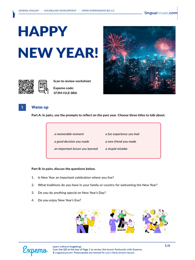 New Year Traditions and Vocabulary Practice | PDF | Reading ...